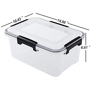 Rinboat 10L Clear Plastic Storage Box with Lid, Latching Storage Box, Pack of 6