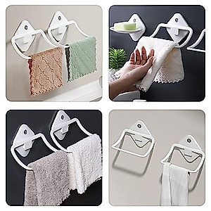 White Towels Bathroom Towel Ring Towel Rack Wall Mounted Hand Towels Holder Towel Hanger Hand Towel Rod for Bathroom Organizer Kitchen Storage Plastic Organizers
