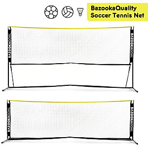 Bazookagoal Portable Soccer Tennis Net 9.8x3.3ft Complete Set – Adjustable and Foldable Training Tennis Net for Kids and Adults