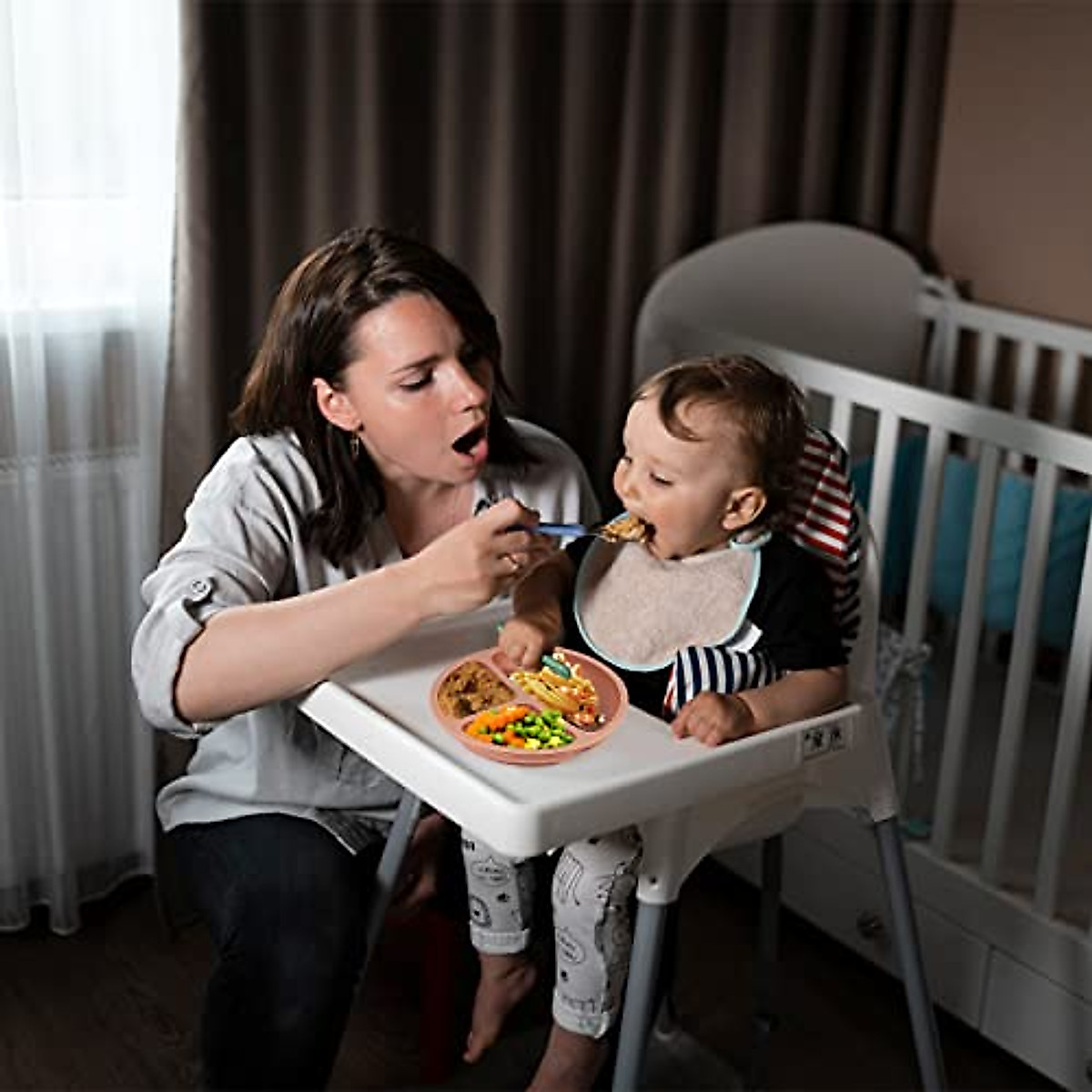 Eascrozn Suction Plates for Baby 3 pack, Stay Put Divided Toddler Plates, 100% Food Grade Silicone Baby Plates, BPA Free, Baby Feeding Supplies, Microwave & Dishwasher Safe