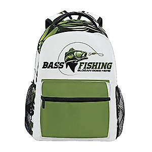 Largemouth Bass Fishing Backpack for Boys Men Travel Laptop Backpack Daypack Bag 16 Inch