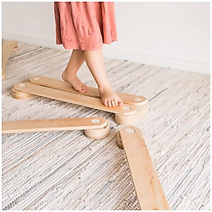 Wooden Balance Beam stepping stones outdoor kids balance board indoor toddler montessori coordination toys gross motor equipment for Kids Furniture gymnastics balance game (15 Balance beam, Wood)