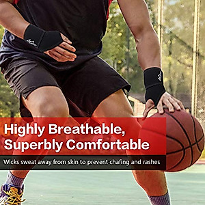 MoKo Wrist Brace, (2 Pack) Adjustable Athletic Wrist Support Wrist Wraps for Women Men Working Out, Tennis, Weightlifting, Biking, Carpal Tunnel, Black