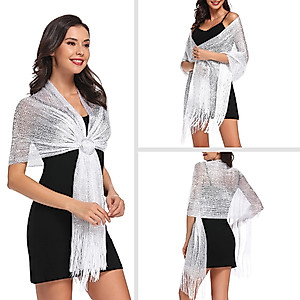 vimate White Wedding Shawl for Women, Summer lightweight Formal Shawls and Wraps for Evening Dresses (White)