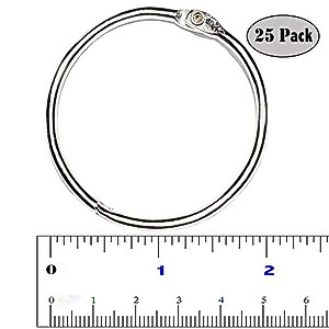 2 Inch（25 Pack）Book Binder Rings, Office Loose Leaf Ring, Nickel Plated Steel Binder Rings, Keychain Key Rings, Metal Book Rings, Silver