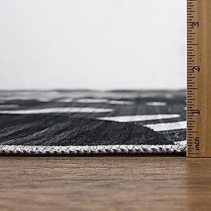 Abani 4' x 6' Rectangular Area Rugs - Machine Washable, Cream Green Leaf Contemporary Style Large Rugs, Polypropylene, Stain Resistant and Non-Shedding