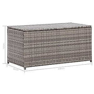 Large Poly Rattan Deck Box Outdoor Storage Boxes for Patio Furniture, Outdoor Cushions, Garden Tools and Pool Supplies-Waterproof,39.4"x19.7"x19.7" Gray