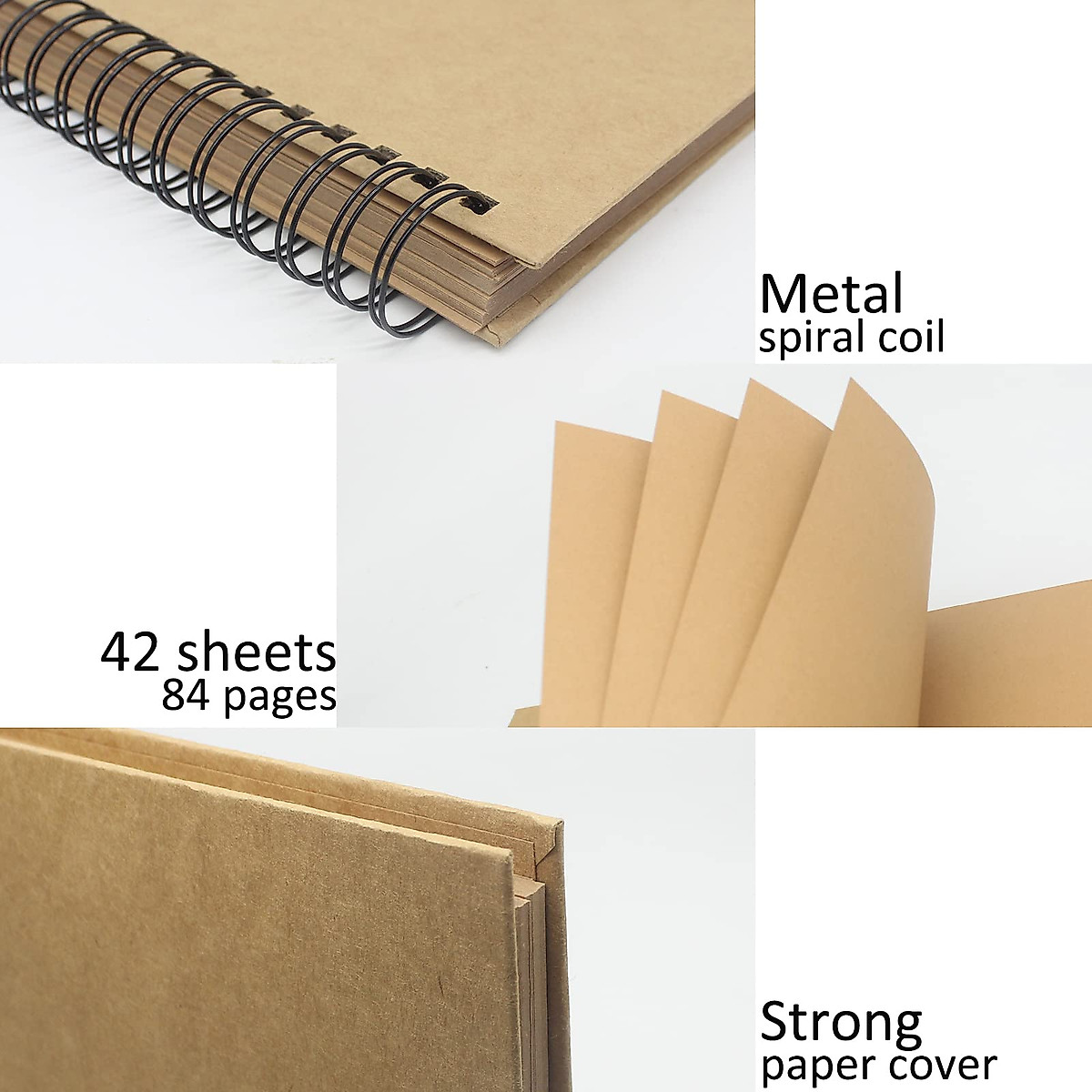 suituts 8X8 Inch Scrapbook Photo Album Hardcover Kraft Scrapbooking with Kits, (60 Pages) DIY Scrapbook Album for Kids, Friends, Family, Anniversary Wedding, Extra 2 Photo Boxes, Pens, DIY Stickers