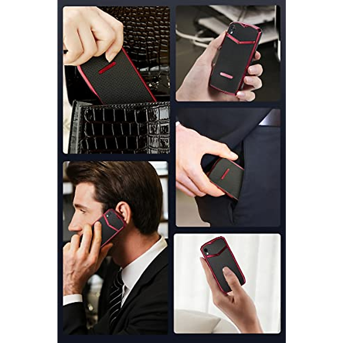 CUBOT Pocket 4.0 inch Mobile Phone, 4G Smartphone SIM Free Phones Unlocked, Android 11 Small Phone,16MP Camera,3000mAh,4GB+64GB/128GB Extension,Face ID/NFC/GPS (Black+Red)