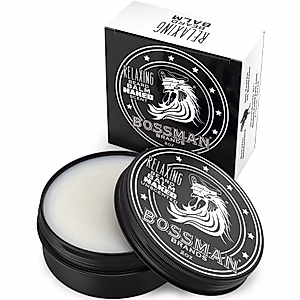 Bossman Relaxing Beard Balm - Beard Tamer, Relaxer, Thickener and Softener Cream - Beard Care Product - Made in USA (Naked Scent)