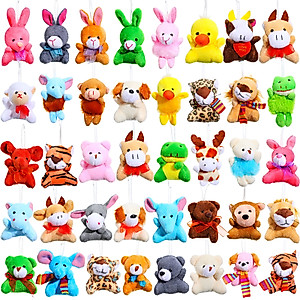 40 Pieces Mini Plush Animals Toys Set Animal Plush Toys Stuffed Animals Set Stuffed Animals Bulk Tiny Stuffed Animals for Boys Girls Themed Parties Valentine's Day Supplies Presents