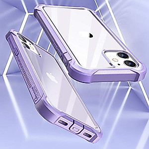 Dexnor Clear Case Compatible with iPhone 12 Mini Case with Screen Protector Rugged Full Body Protective Shockproof Hard Defender Heavy Duty Cover TPU Bumper Case for iPhone 12 Mini 5.4 inch, Purple
