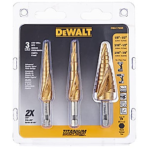 DEWALT Drill Bit Set, 3 Piece, Titanium Nitride Coated, Longer Life and Better Chip Removal (DWA1790IR)