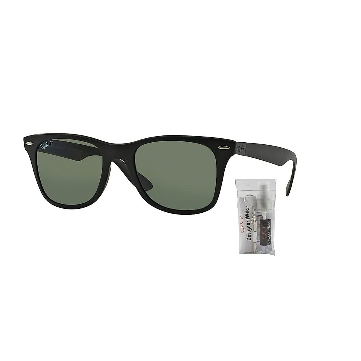 Ray-Ban RB4195 WAYFARER LITEFORCE 601S9A 52M Matte Black/Green Polarized Square Sunglasses For Men For Women + BUNDLE with Designer iWear Eyewear Kit