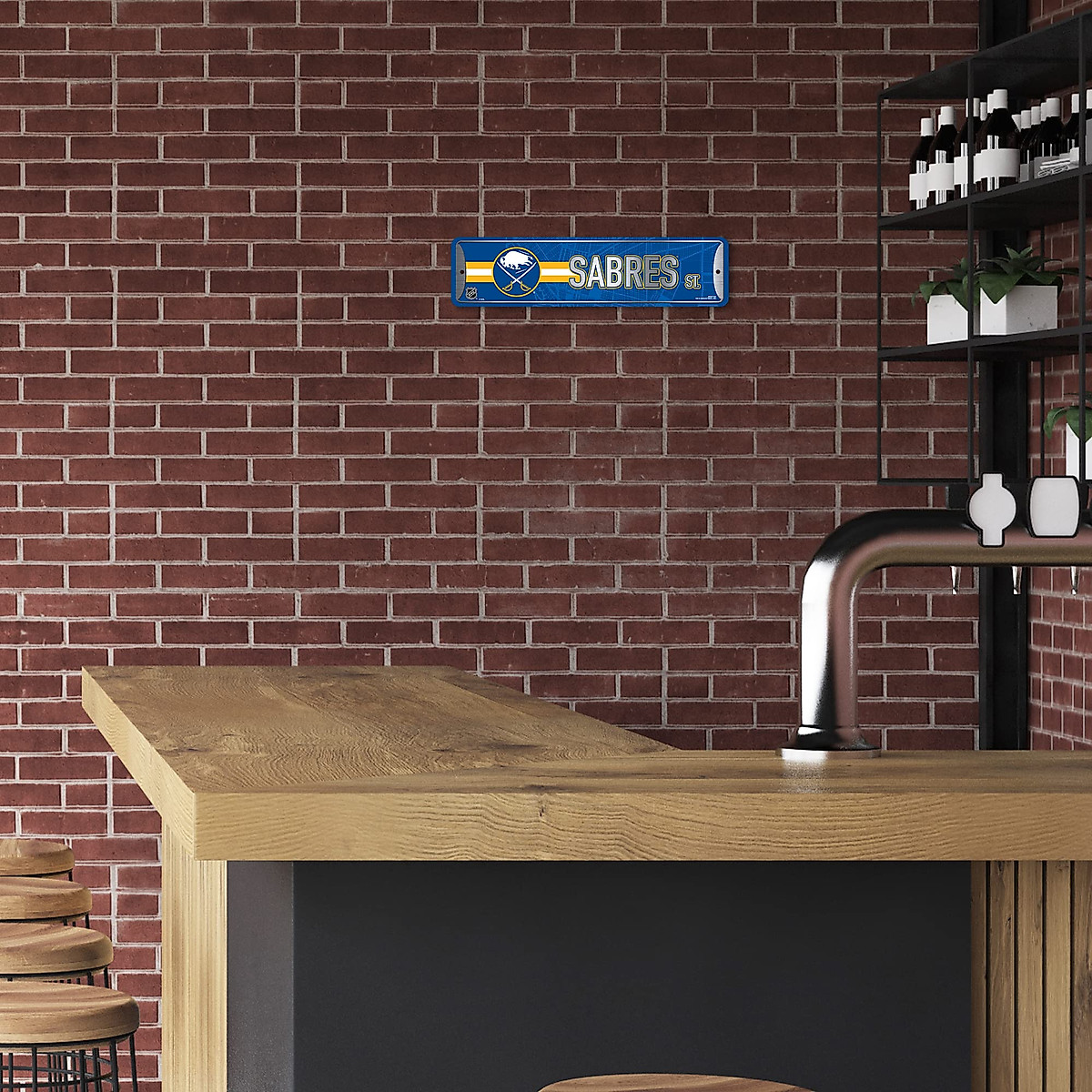 Rico Industries NHL Hockey Buffalo Sabres Metal Street Sign 4" x 15" Home Décor - Bedroom - Office - Man Cave,Silver