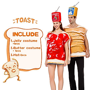 MISS FANTASY Couples Halloween Costumes - 4pcs Peanut Butter And Jelly Costumes For Adults Matching Halloween Costumes Easy Halloween Costume Diy Best Friend Costumes