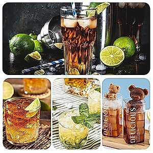 Ice Cube Trays 2 Pack, with Bear Ice Cube Mold and Removable Lid, Silicone Ice Cube Mold Easy-Release Flexible 15-cube Ice Trays and 24-cube Ice Trays for Whiskey, Cocktails