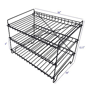 FixtureDisplays 16" x 12.5" x 10" Wire Rack for Countertop Use with 3 Open Shelves, Black 10085-NEW