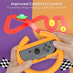 TALK WORKS Steering Wheel Controller for Nintendo Switch 2 Pack - Switch Racing Games Accessories Joy Con Controller Grip for Mario Kart - Purple/Orange
