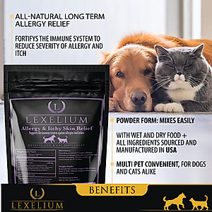 Allergy & Itch Relief Powder Supplement for Dogs & Cats - Fortified w/ Omega-3 Fish Oil | Long-term relief for Shedding, Skin & Itch, Seasonal Allergies, Hotspots - Bolsters the immune system- 200G