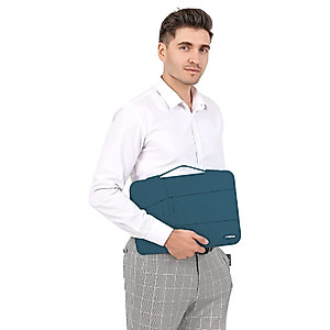 MOSISO 360 Protective Laptop Sleeve Compatible with MacBook Air 13 inch M3 M2 M1 2024-2018 / Pro 13 inch 2024-2016 / Surface Pro 9/8/7/6/X/5/4/3, Polyester Bag with Pockets&Belt, Deep Teal