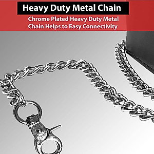 IBRO Motorcycle Chain Wallet for Men – 100% Natural Genuine Leather, Long Trifold RFID Blocking, Credit Card Money Organizer - Men’s Trucker Biker Metal Chain Wallets Black