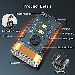 LED Small Powerful EDC Flashlight, 365nm UV Black Light, Mini Led Flashlight 1500 LM, USB C Rechargeable Mini Keychain Flash Light with Clip, Tail Magnet, 9 Modes, Waterproof Pocket Flashlights 2 PC