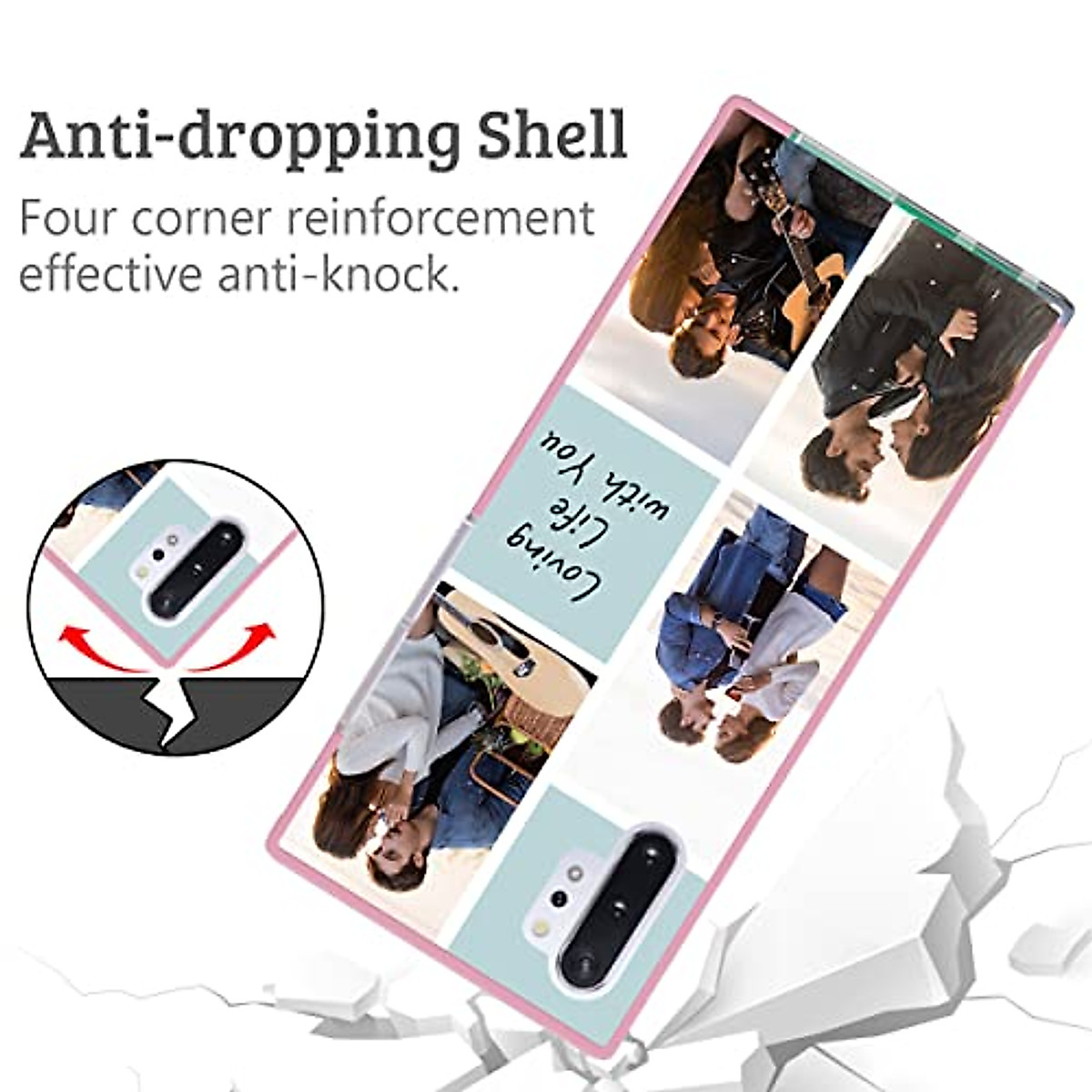 Custom Collage Photo Phone case for Samsung Galaxy Note 10 Plus Personalized Multiple Picture Slim Soft Shockproof Protective Phone Cover Customized Gift for Boyfriend Girlfriend  Family Friends