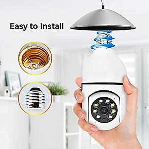 Tashi 1080P Light Bulb Camera, Wireless 5GHz & 2.4GHz WiFi Home Security Camera 360° Surveillance Cam with Motion Detection Alarm Night Vision Light Socket Camera