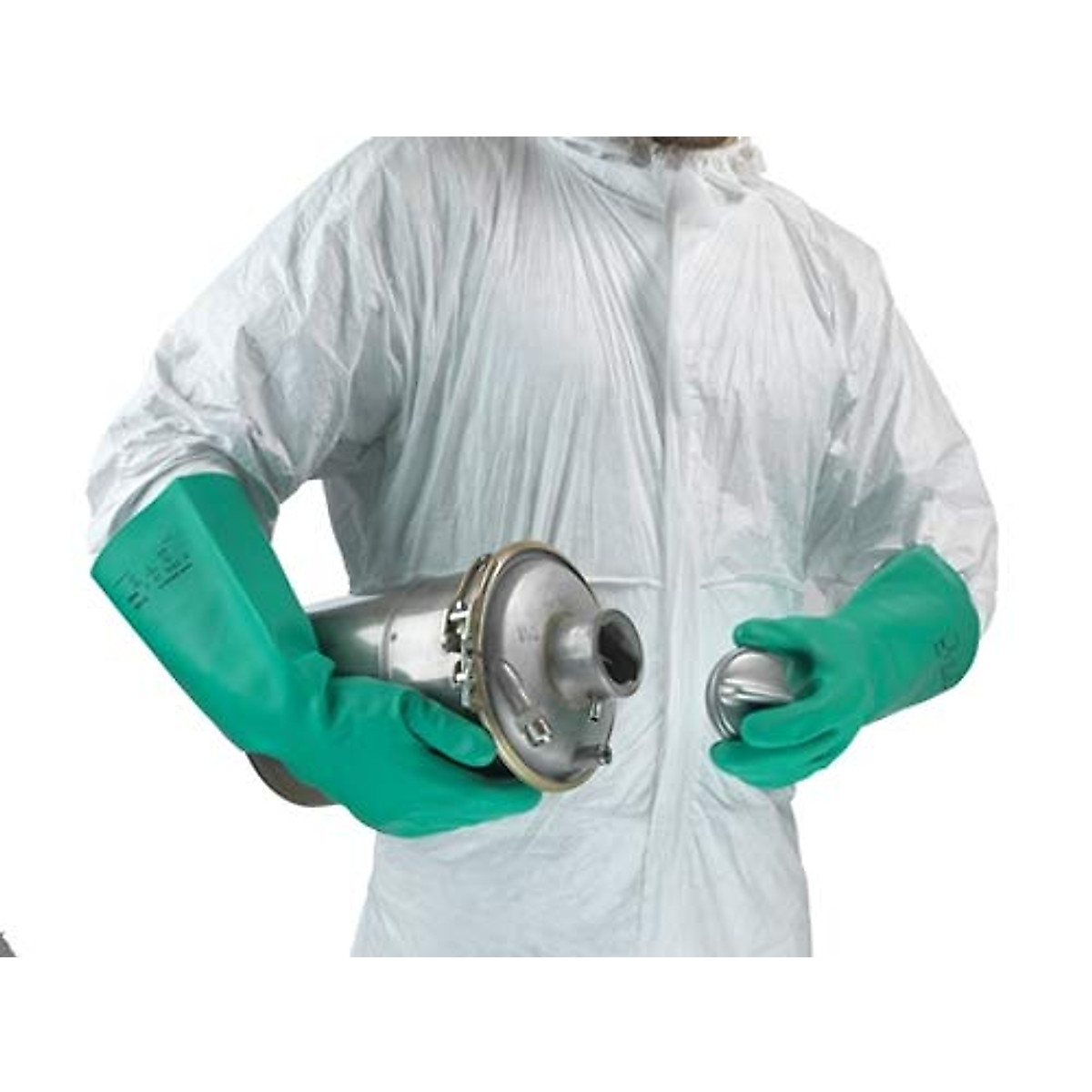 Ansell 37-165-10 Sol-Vex Nitrile Gloves, Straight Cuff, Unlined Lined, Size 10, 15", Green (Pack of 12)