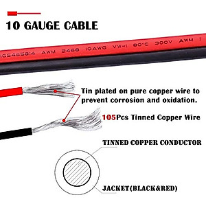 iGreely 10 AWG Solar Connector to SAE Extension Cable for Goal Zero Yeti, Suaoki, Renogy Portable Solar Generator Power Station 2Ft/60cm