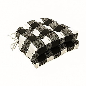 Pillow Perfect Outdoor/Indoor Anderson Matte Reversable Chair Pad, 2 Count (Pack of 1), Black
