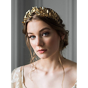 Chmier Bridal Headband Leaf Vine Headband Gold Leaf Crown Leaf Tiara Wedding Headpiece Bridesmaid Prom Festival Hair Accessories for Women and Girls(Gold)