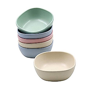 6PCS 4.5 OZ Wheat Straw Small Dessert Bowls, Stacked Pinch Bowls, Bamboo Fiber Mini Prep Bowls, Unbreakable Dipping Saucers for Side Dishes, Seasoning, Snack, Appetizer (Multicolor)