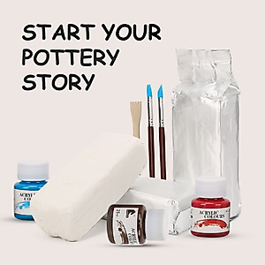 GGsimidale Pottery Kit Air-Dry Clay for Adults-Set Includes: Air-Dry Clay for Adults,Tools,Pigment,Brushes, How-to-Guide,Regular Paint,Pigment Tray
