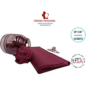 Burgundy Tissue Paper Squares, Bulk 24 Sheets, Premium Gift Wrap and Art Supplies for Birthdays, Holidays, or Presents by Feronia packaging, Large 20 Inch x 30 Inch