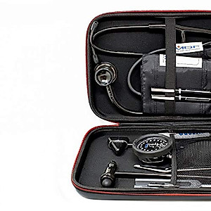 MDF Stethoscope Hard Case for Classic Cardiology, MD One® and Acoustica® Stethoscopes, Reflex Hammers, Sphygmomanometers, Penlights - Mesh Pocket for Doctor & Nurse Accessories - Large (MDFSCL12)