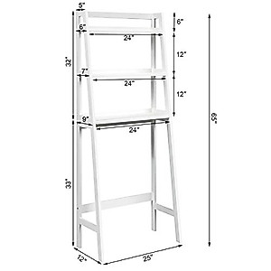 DORTALA 3-Shelf Over-The-Toilet Storage Rack, Free Standing Bathroom Organizer, Multifunctional Bathroom Space Saver, Long-Lasting & Lightweight Deign, Stylish Look Fit Any Room, White