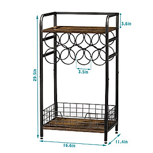 3-Tier Wine Bar Table: Small Liquor Bottle Holder with 8-Bottle Wine Rack Mini Wine Bar Cabinet Corner Whiskey Display Shelf Floor Liquor Storage Bar for Home Living Room