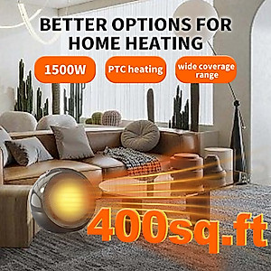 Coplax 1500W Portable Electric Space Heater with Thermostat, 1S Fast Heating, Overheating & Tip Over Protection, Safe for Office, Home Indoor Use, Super Quiet Heater Fan, Heating Up to 400 Square Feet