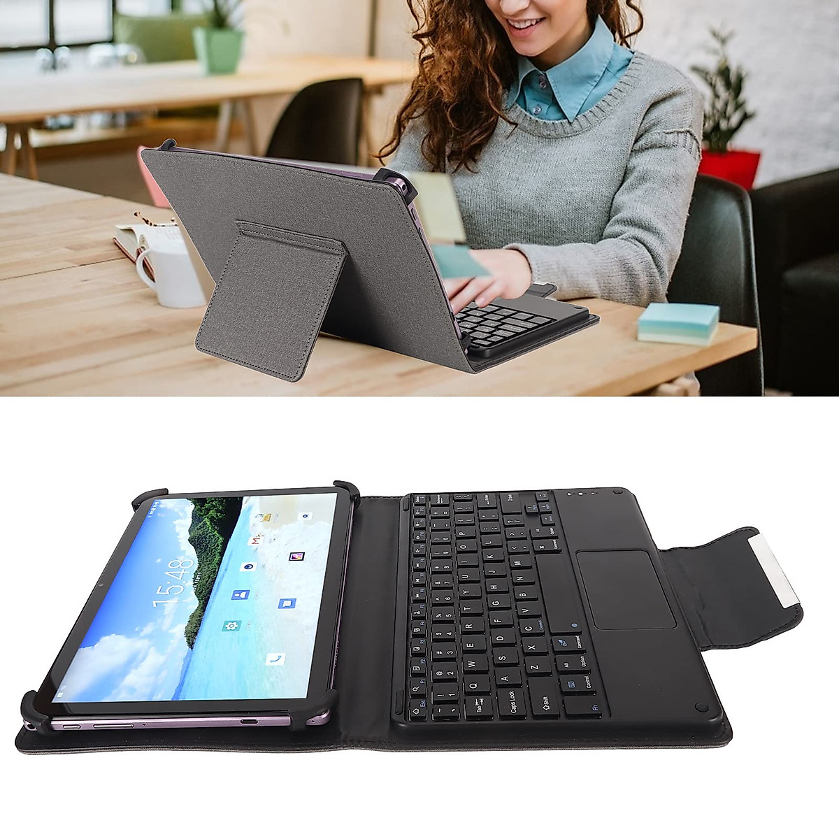 GLOGLOW Tablet, Tablet 10. 1 Inch 100-240V 8GB 256GB 2.4G 5G WiFi 2 in 1 for Android 12 for Learning (US Plug)