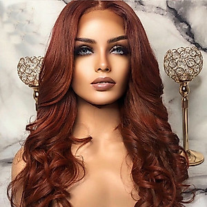 13x4 Lace Front Wigs with Baby Hair Brown Color Brazilian Remy Human Hair Wig for Women Body Wave Glueless Lace Wig (24inches, Brown Color)