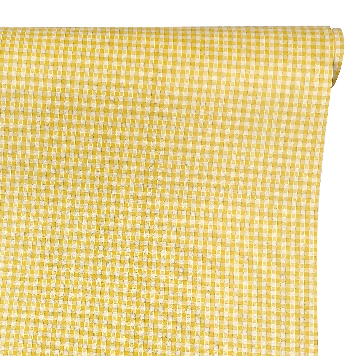 Yifely Yellow & White Checkered Plaid Furniture Paper Self-Adhesive Shelf Liner Base Cabinet Decor 17.7 Inch by 9.8 Feet