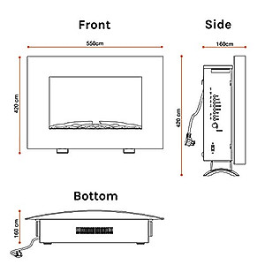 e-Flame USA Sundance Curved Wall Mounted or Freestanding LED Electric Fireplace with Remote - Adjustable, Timer, Remote - 22-inch