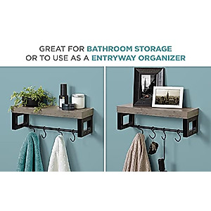 Zenna Home, Wall Shelf, Matte Black & Driftwood