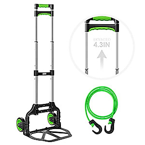 Dolly Cart Extended Handle Folding Hand Truck Dolly by Teprovo, Foldable Hand Cart Height 43.3 in Load 175 lb, Lightweight Foldable Hand Truck for Indoor and Outdoor Transport Moving.
