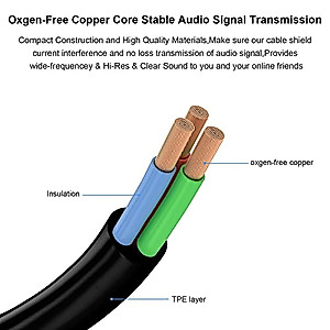 Sqrgreat QC 3 Replacement Cable for Bose QuietComfort 3 QC3 Gaming Headset with Mic and Volume Control, 3.9Ft /1.2M