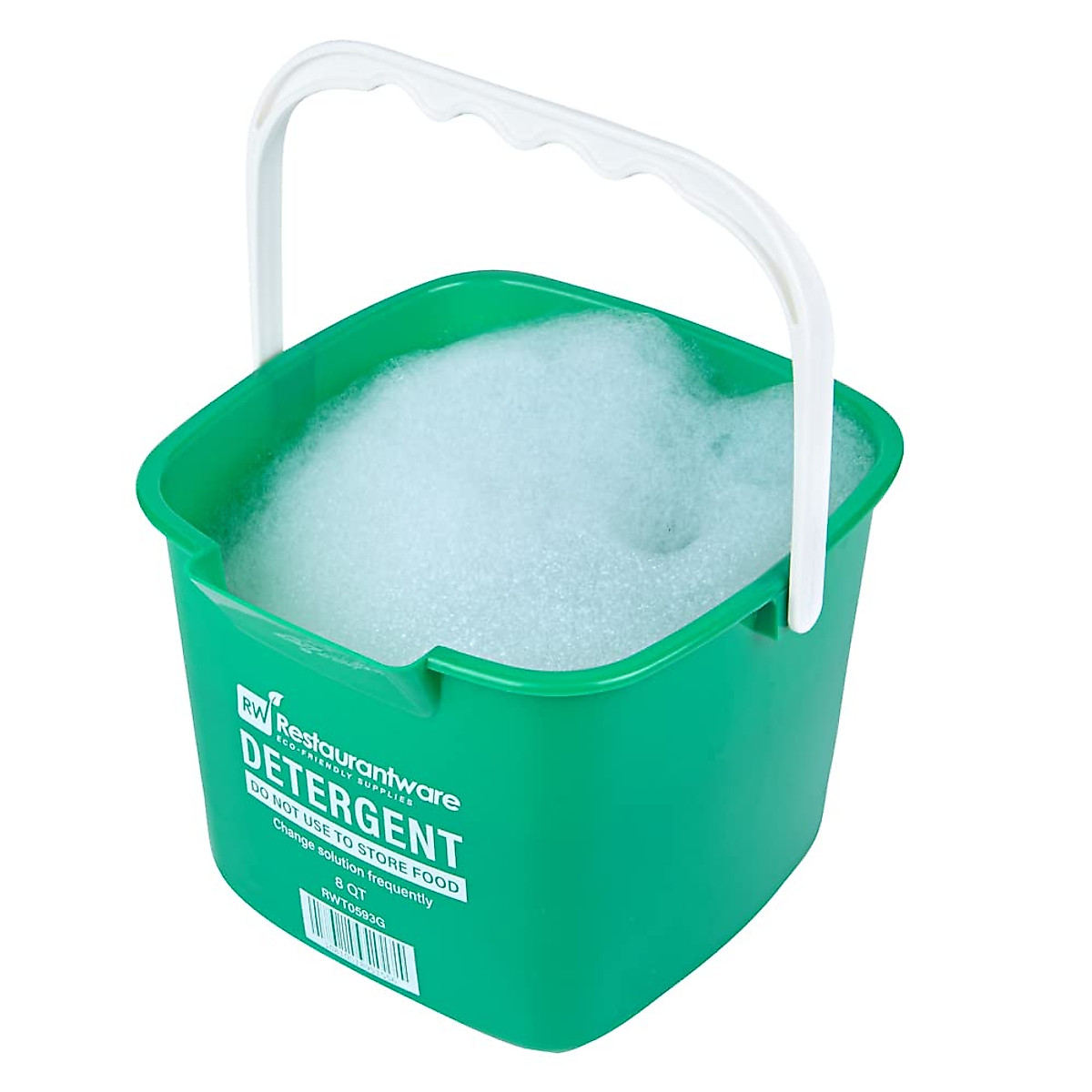 Restaurantware-RW Clean 8 Quart Cleaning Bucket, 1 Detergent Square Bucket - With Measurements, Built-In Spout And Handle, Green Plastic Utility Bucket, For Home Or Commercial Use,