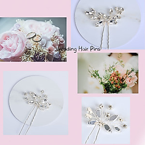 Bridal Hair Accessories, Beusoulover 3pcs Crystal Wedding Hair Pieces, Handmade Rhinestone Bridal Hair Pin for Women, Girls, Bridesmaids (Silver)