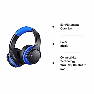 PurelySound E7 Active Noise Cancelling Headphones, Wireless Over Ear Bluetooth Headphones, 20H Playtime, Rich Deep Bass, Comfortable Memory Foam Ear Cups for Travel, Home Office - Black